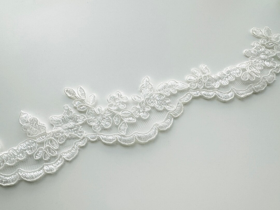 003 | off White Alencon Lace Trim | Wedding Veil Lace Trim | Light ...
