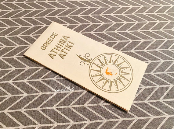 Vintage Greece Map Athina Atiki 1992 - Etsy