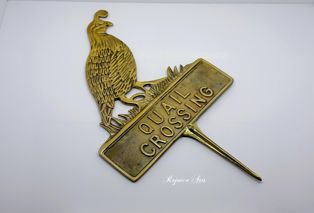 Vintage Brass Quail Crossing Sign Yard Garden Stake Sign - Etsy