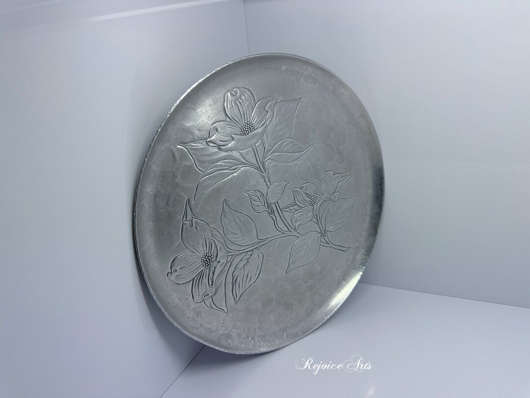 Vintage Hand Forged Aluminum Metal Serving Plate Flowers - Etsy