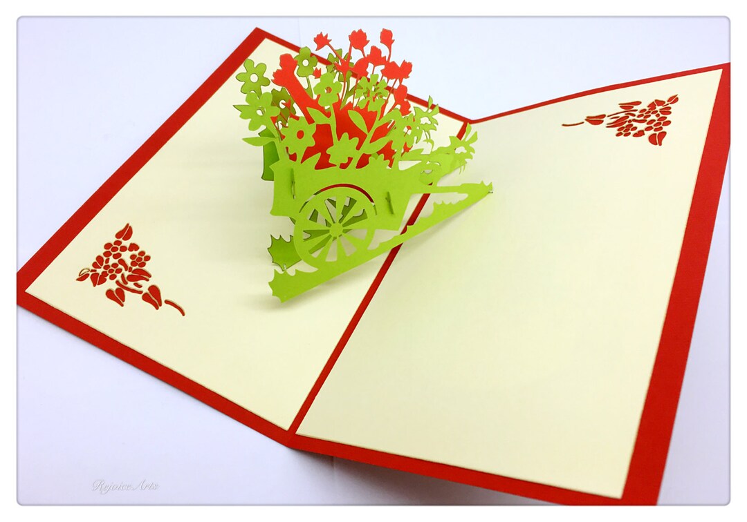 3D Pop up Flower Cart Card - Etsy