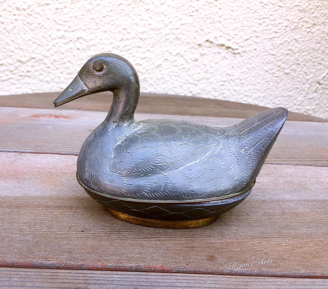 Vintage Pewter Duck Trinket Box Made in Hong Kong - Etsy