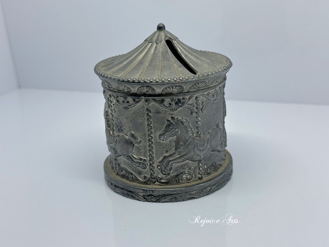 Vintage Silver Plated Carousel Horse Coin Bank - Etsy