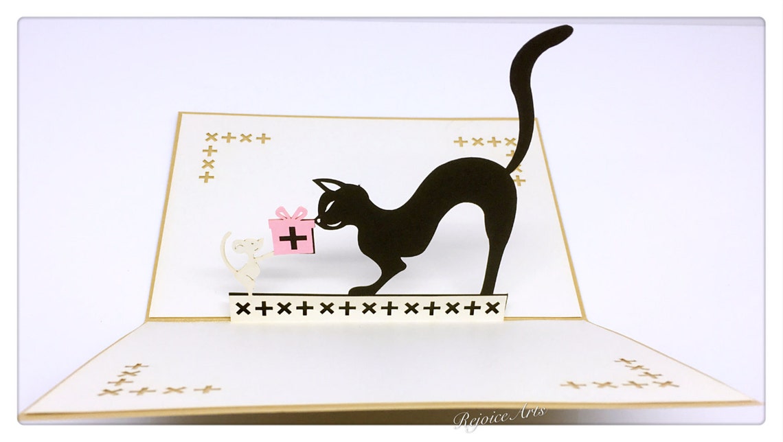 3D Pop up Cat and Mouse Card - Etsy