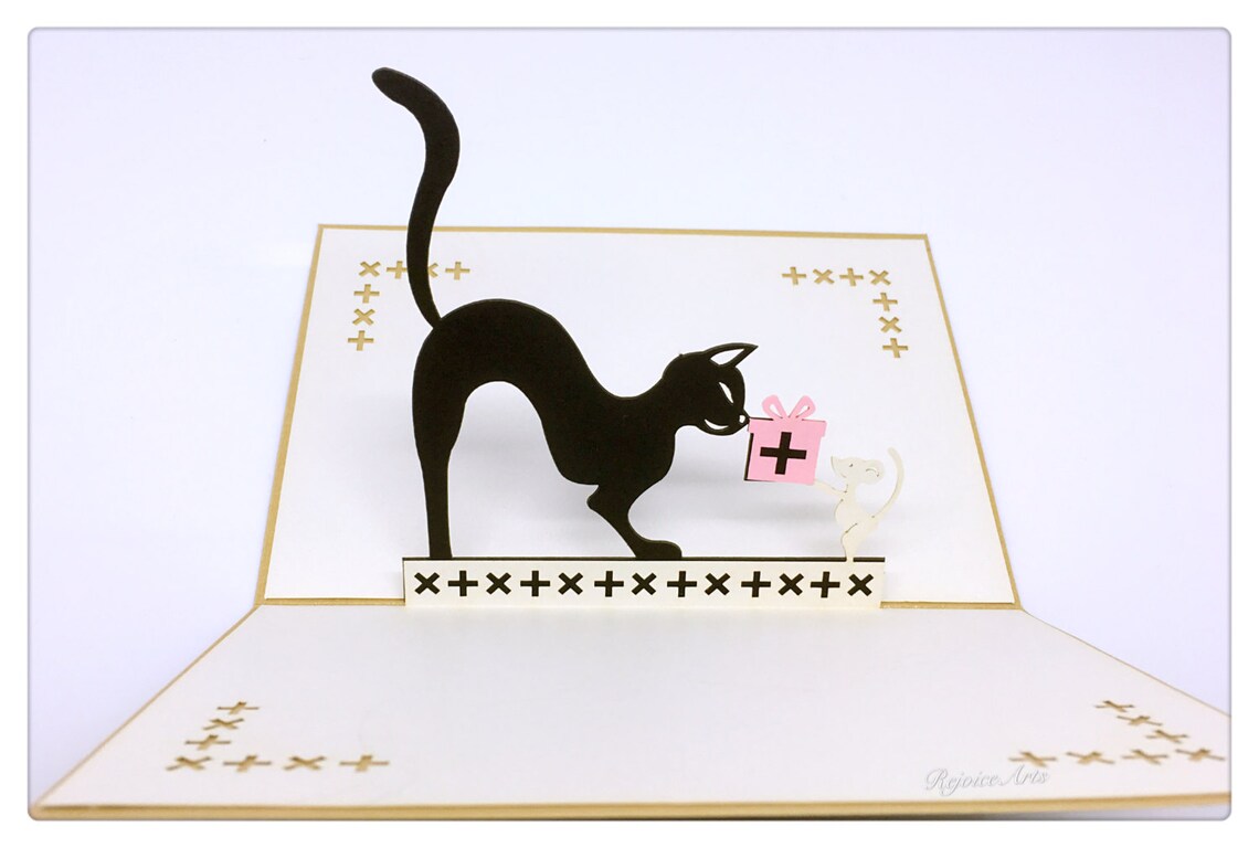 3D Pop up Cat and Mouse Card - Etsy
