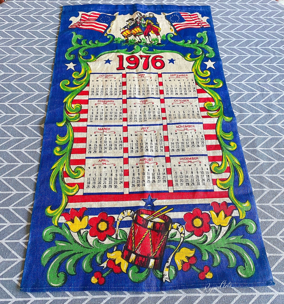 Vintage 1976 Linen Calendar Kitchen Tea Towel Patriotic America - Etsy