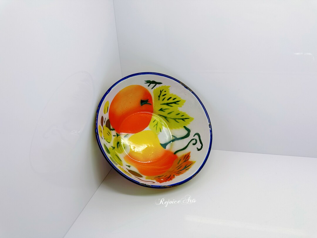 Vintage Enamelware With Vibrant Hand Painted Fruit 1950s - Etsy