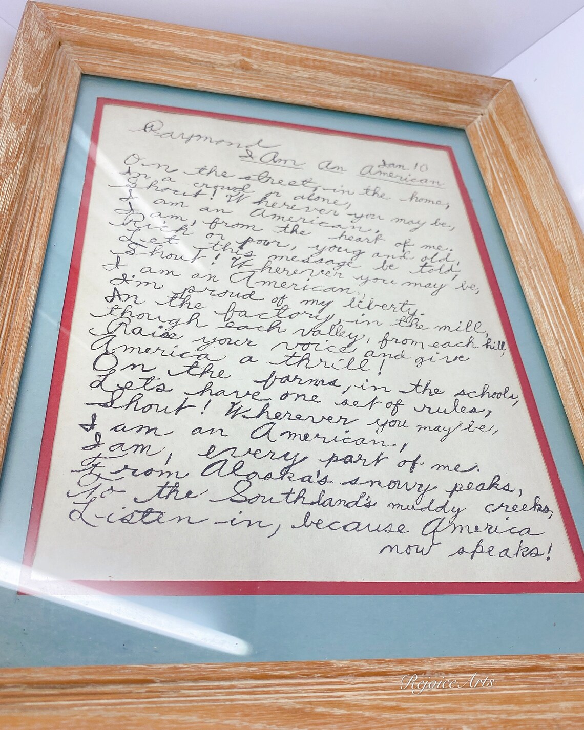 Vintage Framed Hand Written Art Print | Etsy