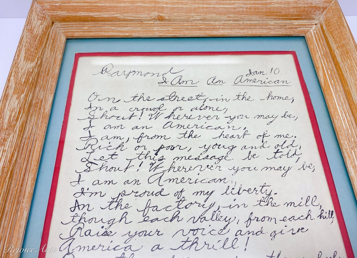 Vintage Framed Hand Written Art Print | Etsy