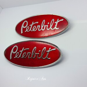 Vintage Pair of Peterbilt Truck Metal Red Oval Emblem Chrome Badges - Etsy