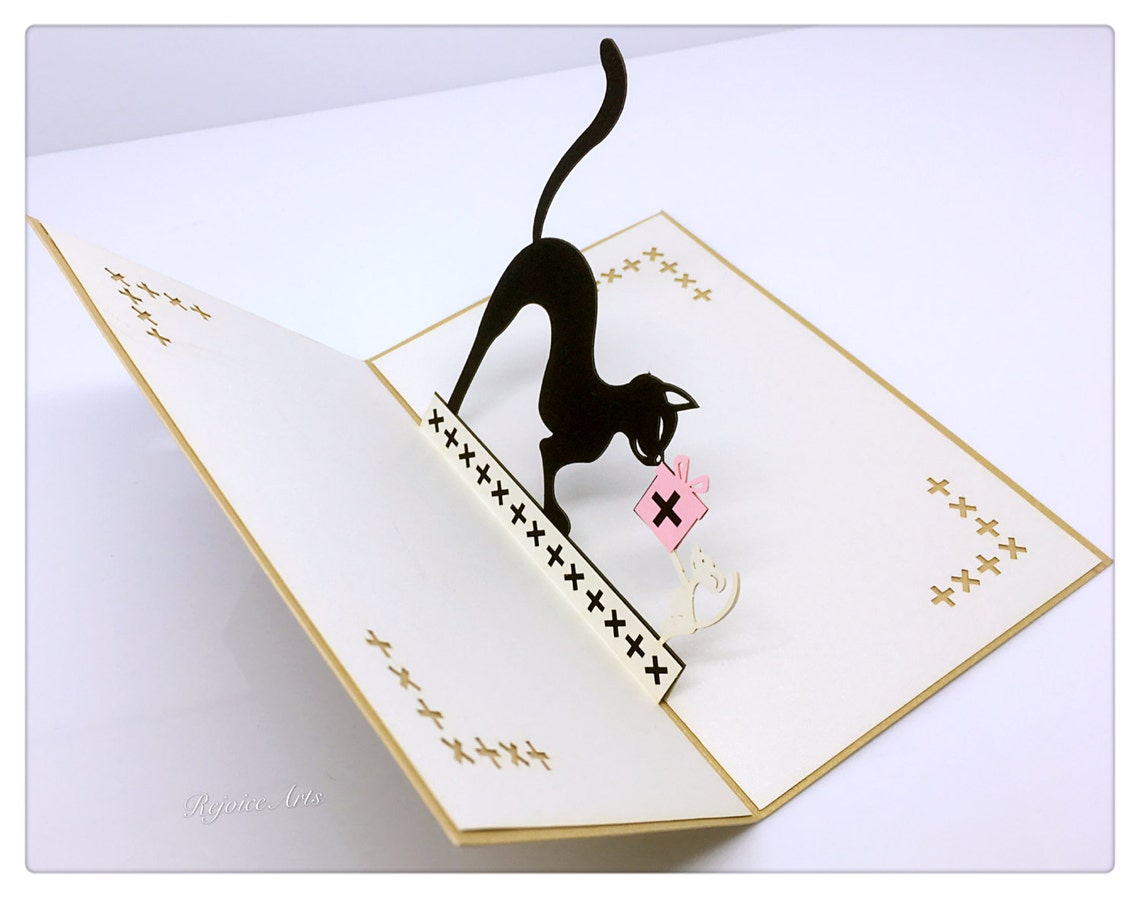 3D Pop up Cat and Mouse Card - Etsy