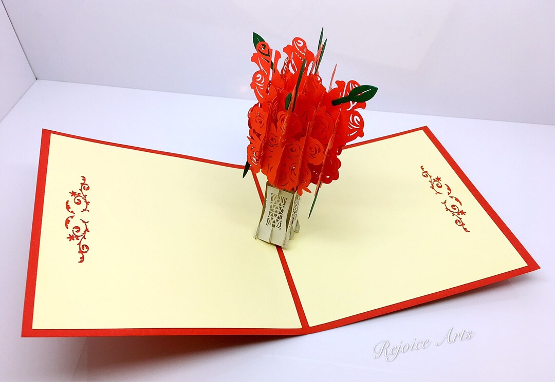 3D Pop up Rose Bouquet Card - Etsy