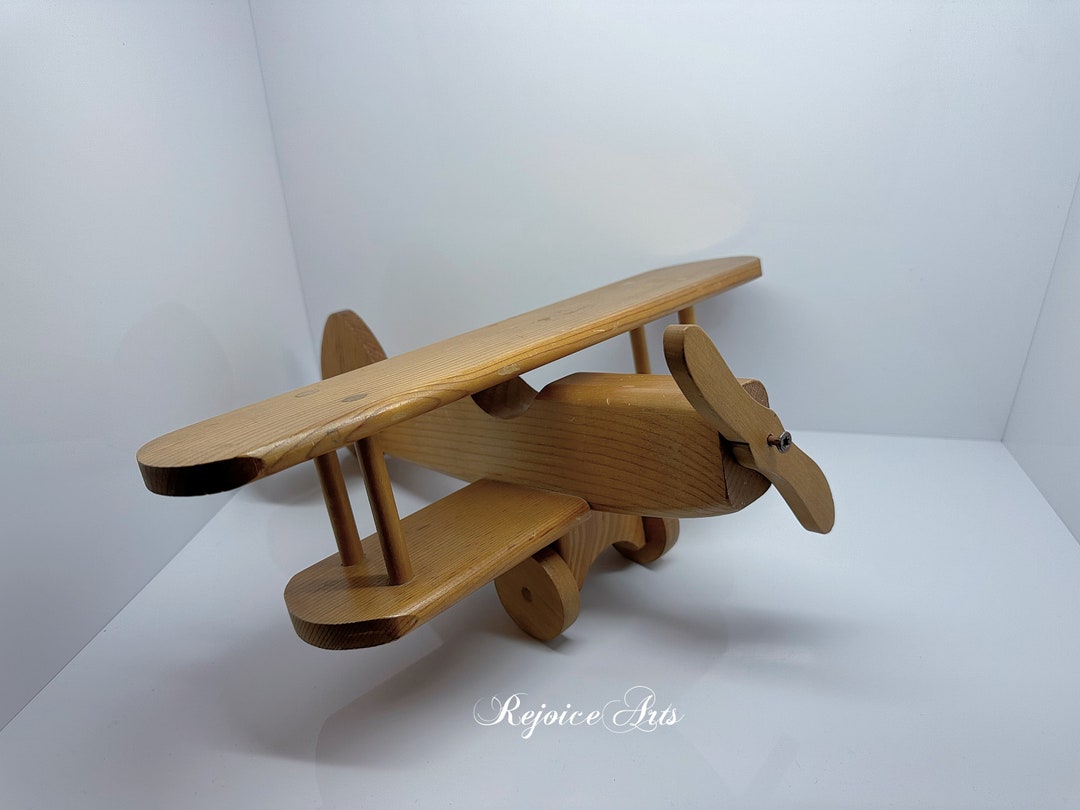 Vintage Folk Art Hand Carved Wood Airplane Biplane - Etsy