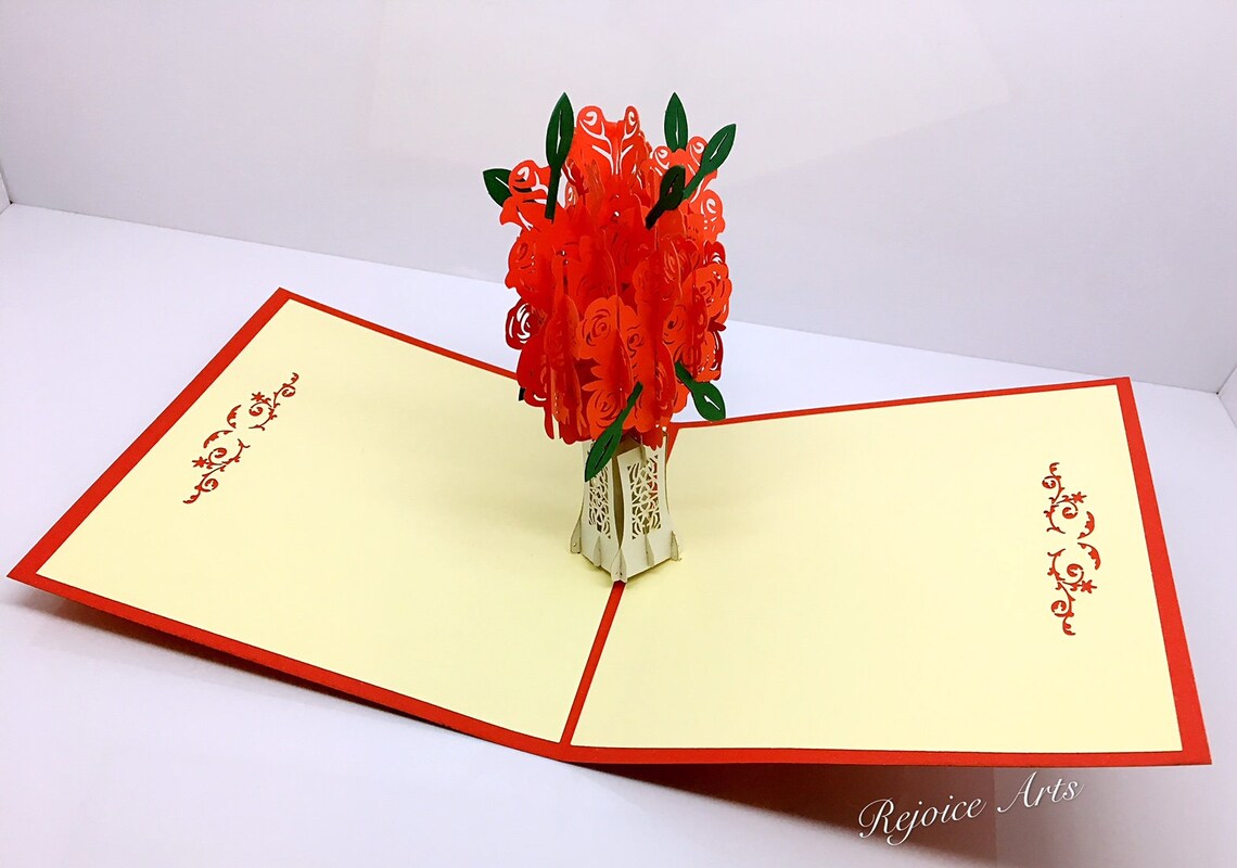 3D Pop up Rose Bouquet Card - Etsy