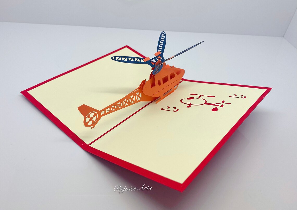 3D Helicopter Pop up Greeting Card Pilot Aviation Gift - Etsy