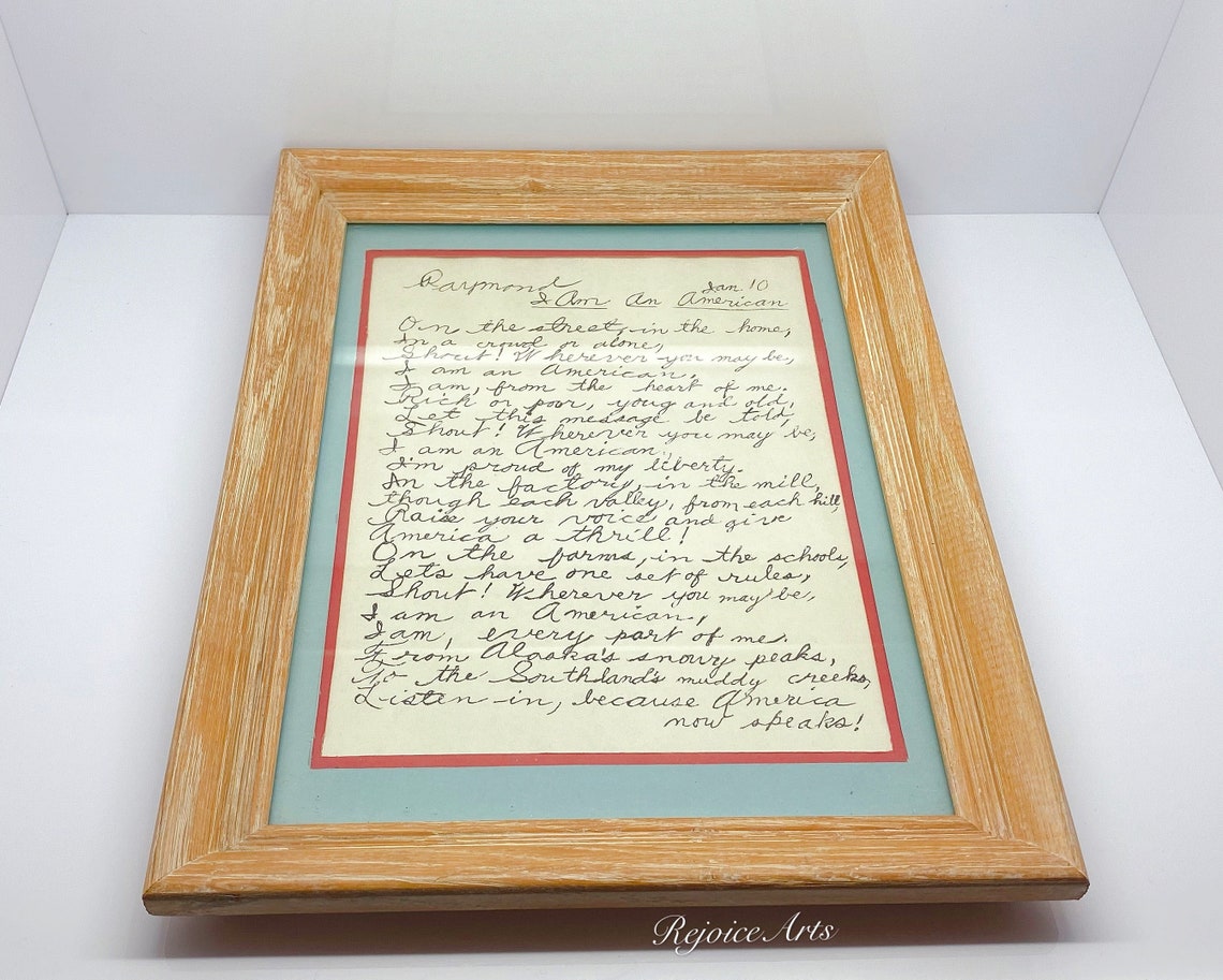 Vintage Framed Hand Written Art Print | Etsy