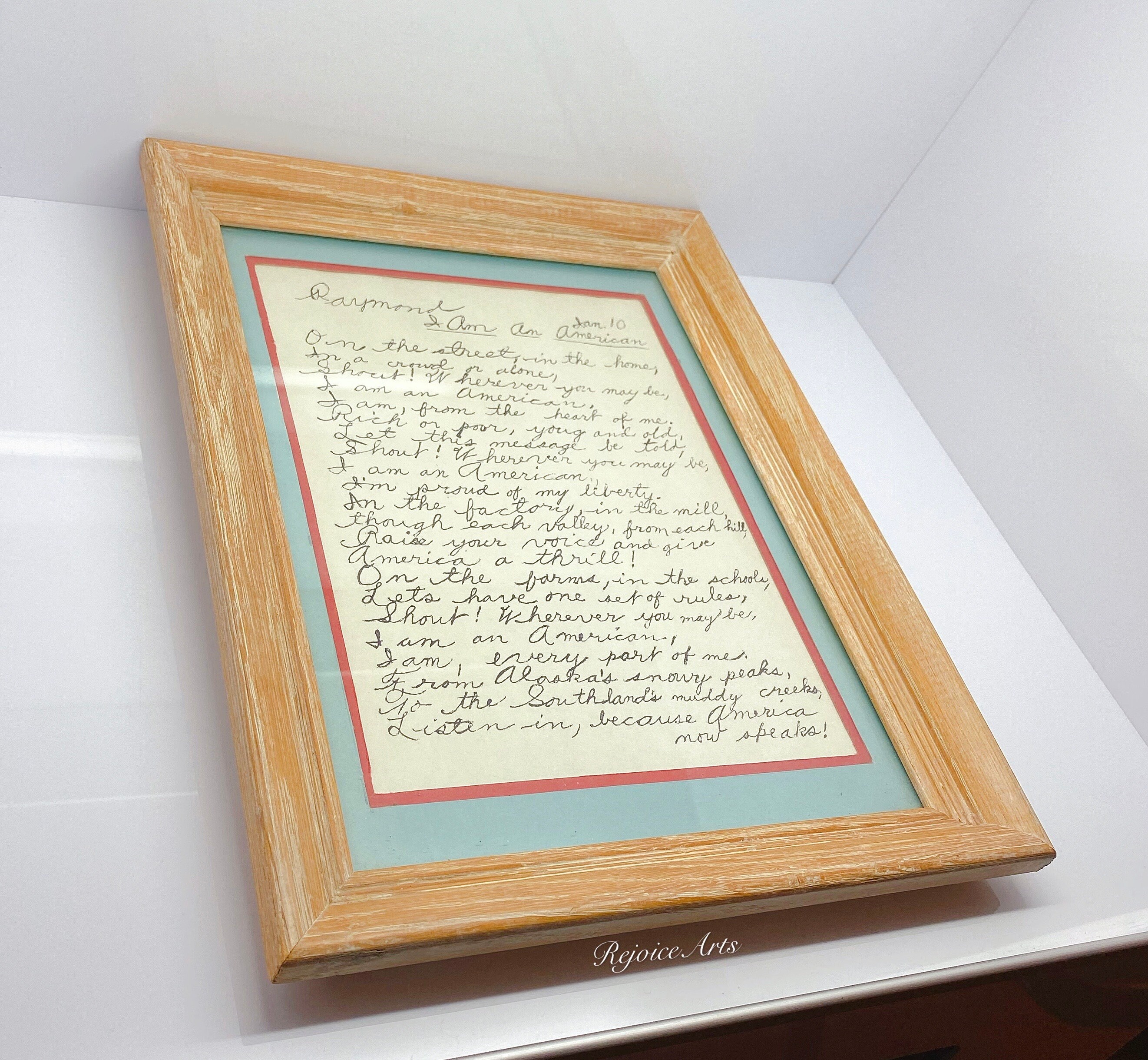 Vintage Framed Hand Written Art Print | Etsy