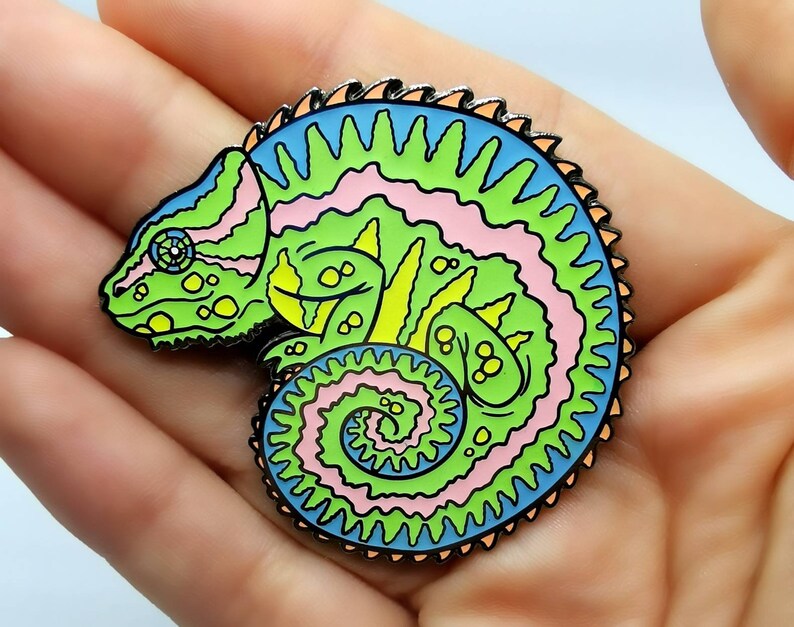 Chameleon Pastel Reptile Lizard Furry Hard Enamel Pin 50mm - Etsy