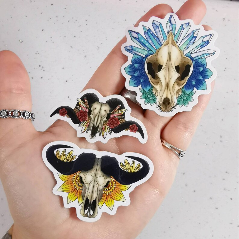 Crystal Mandala Flower Animal Skull Sticker Choice of 5 - Etsy