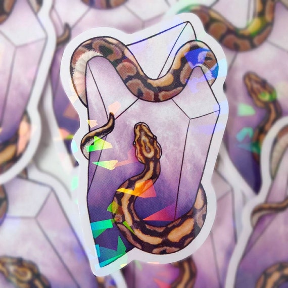Ball Python Snake on Amethyst Holographic Vinyl Sticker - Etsy