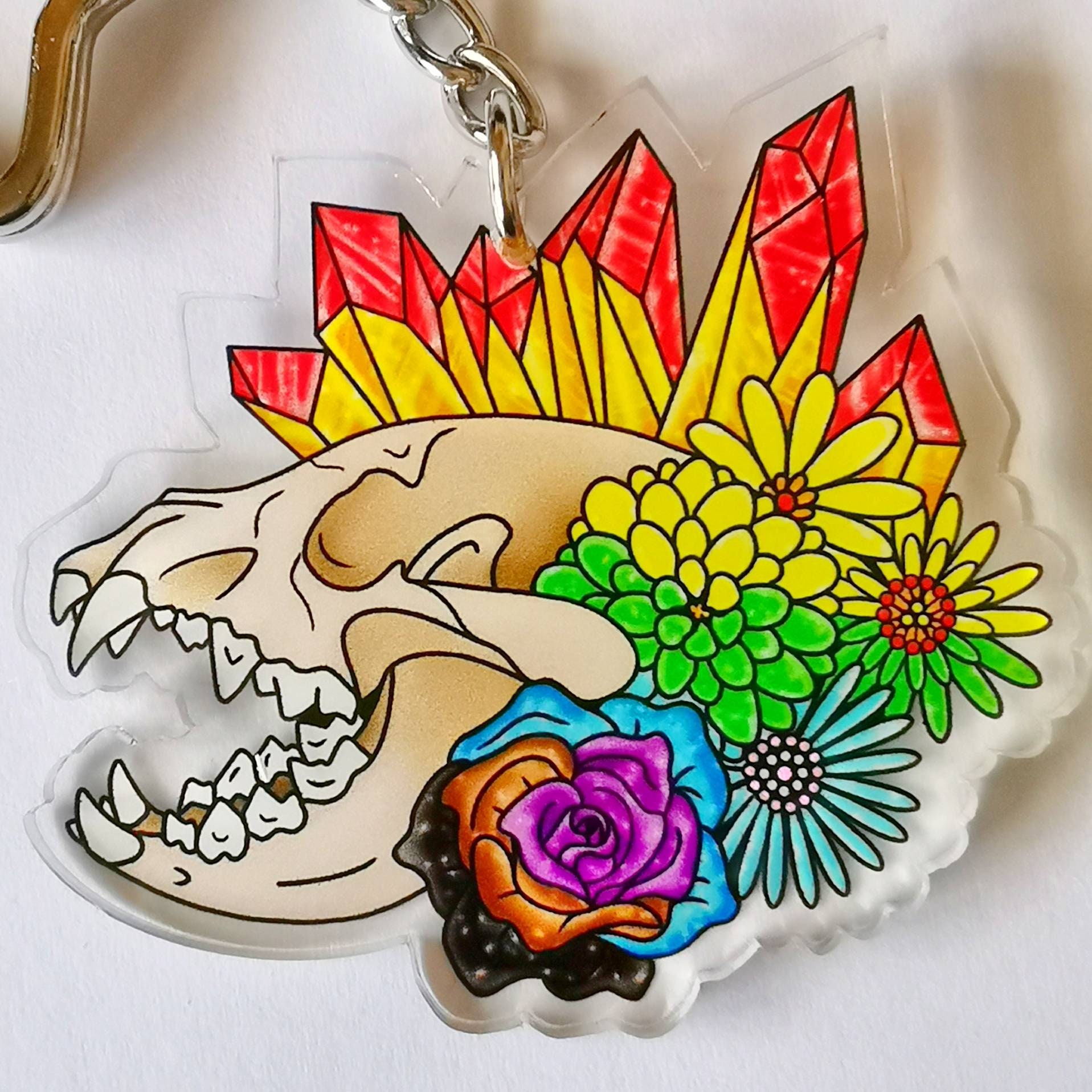 LGBTQIA Pride Hyena Skull Acrylic Keychain OR Necklace | Etsy