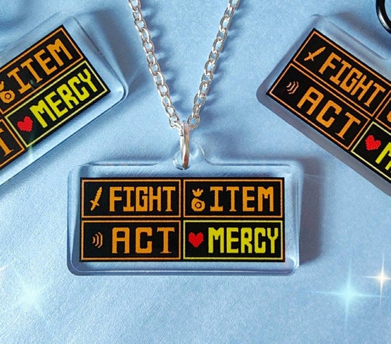 Undertale Menu Fight Mercy Acrylic Necklace Double Sided - Etsy