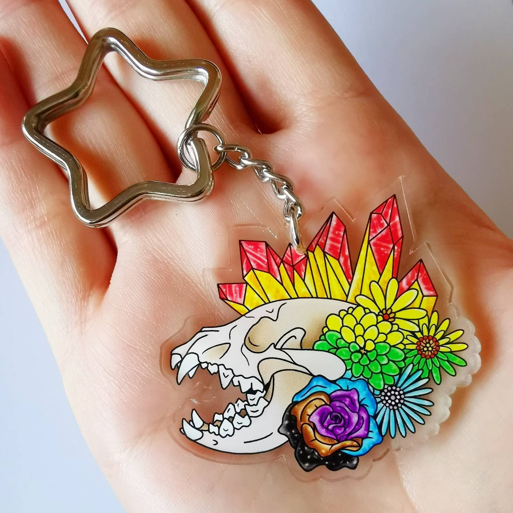 LGBTQIA Pride Hyena Skull Acrylic Keychain OR Necklace | Etsy