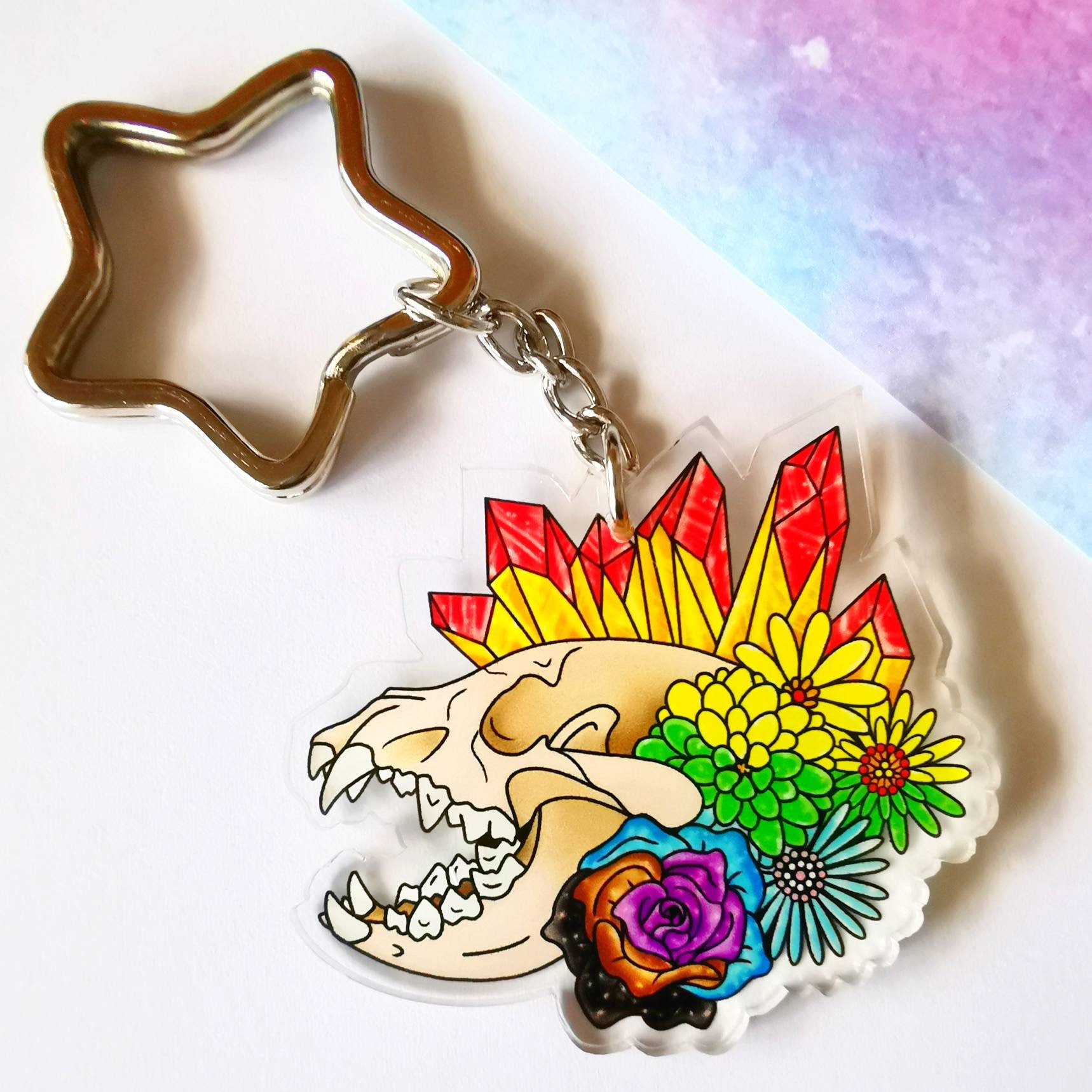 LGBTQIA Pride Hyena Skull Acrylic Keychain OR Necklace | Etsy