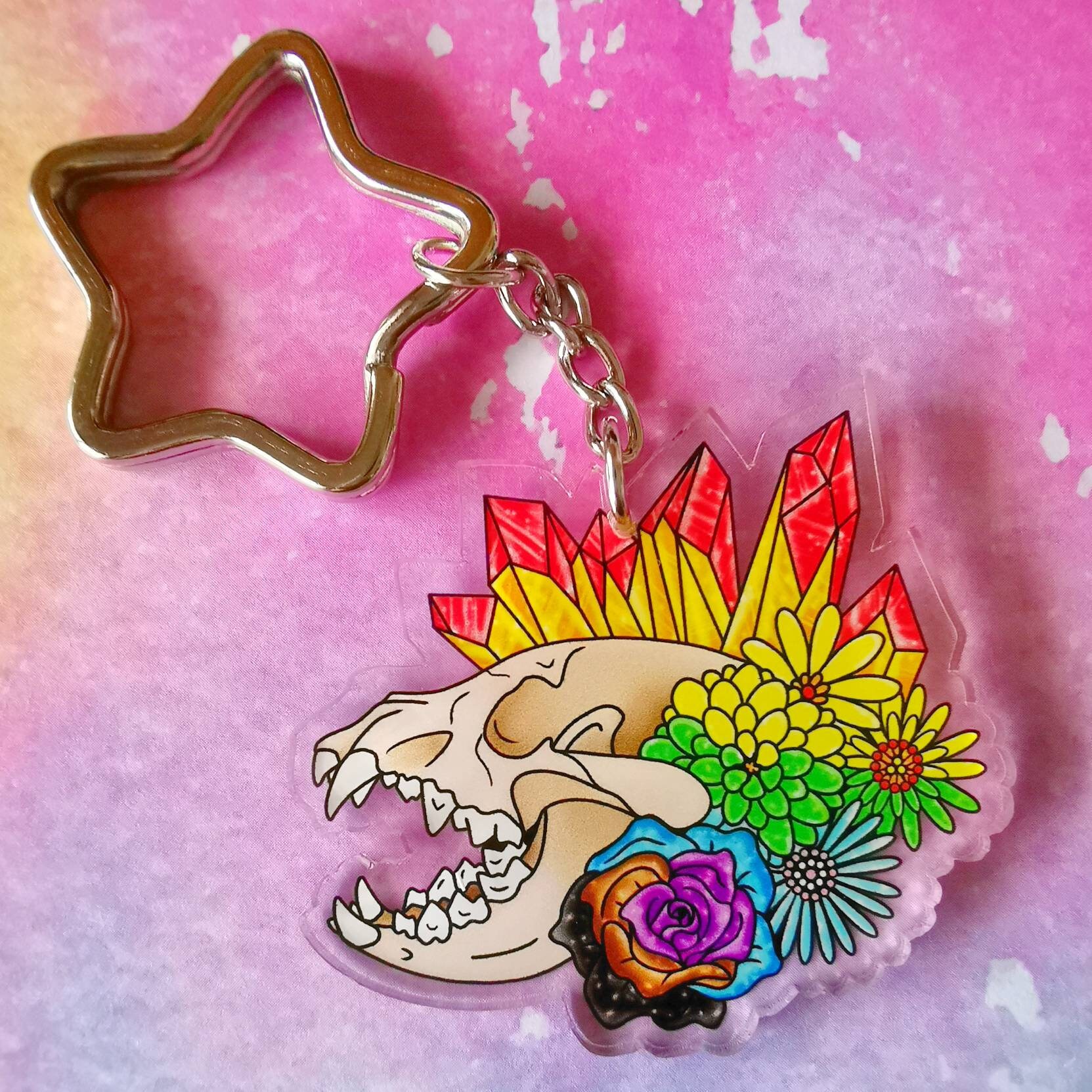 LGBTQIA Pride Hyena Skull Acrylic Keychain OR Necklace | Etsy