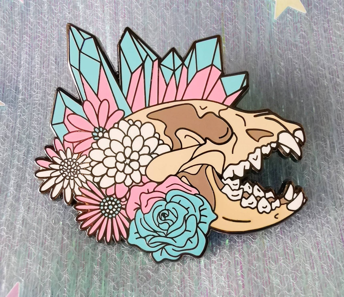 Transgender Trans Pride LGBTQIA Hyena Skull Enamel Pin 45mm - Etsy