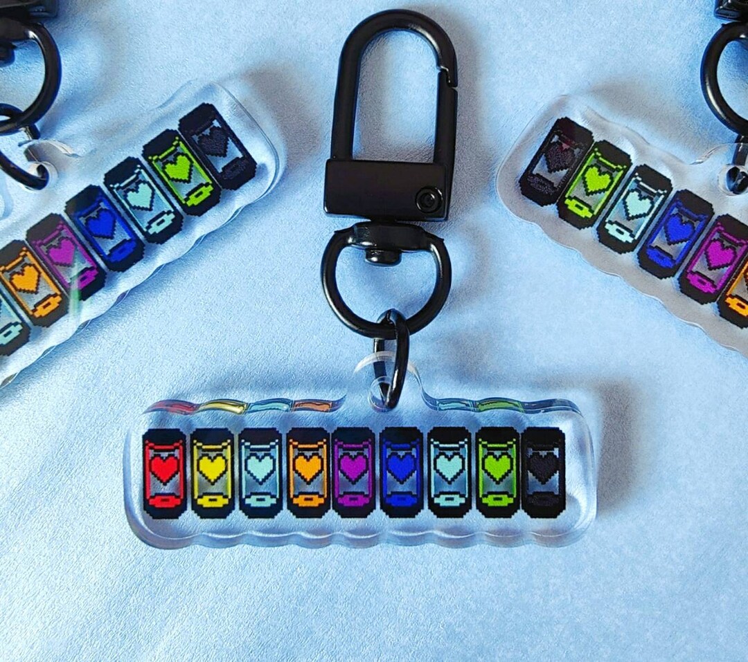 Undertale SOUL Containers ACRYLIC Necklace Gaming Cute Pixel Heart ...