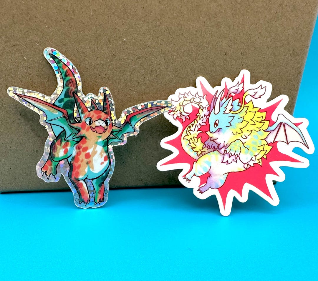 Sparkle Dragon and Bright Dragon Stickers - Etsy