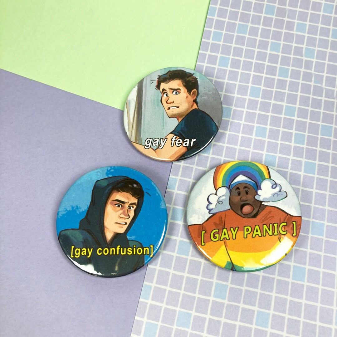 Meme Gay Fear, Confusion, Panic Button Badges 45mm - Etsy