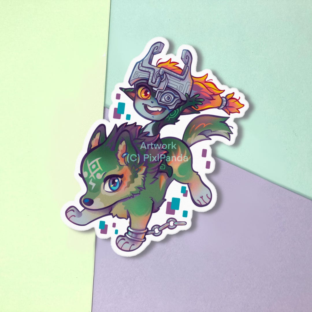TLOZ Wolf Link, Midna - Sticker Vinyl 80mm 3", Die-cut, Twilight ...