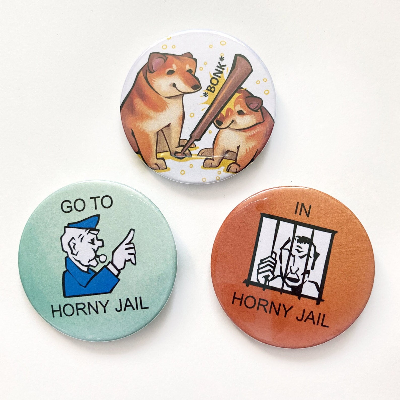 Meme Go to Jail Bonk Doge Button Badges 45mm - Etsy Australia