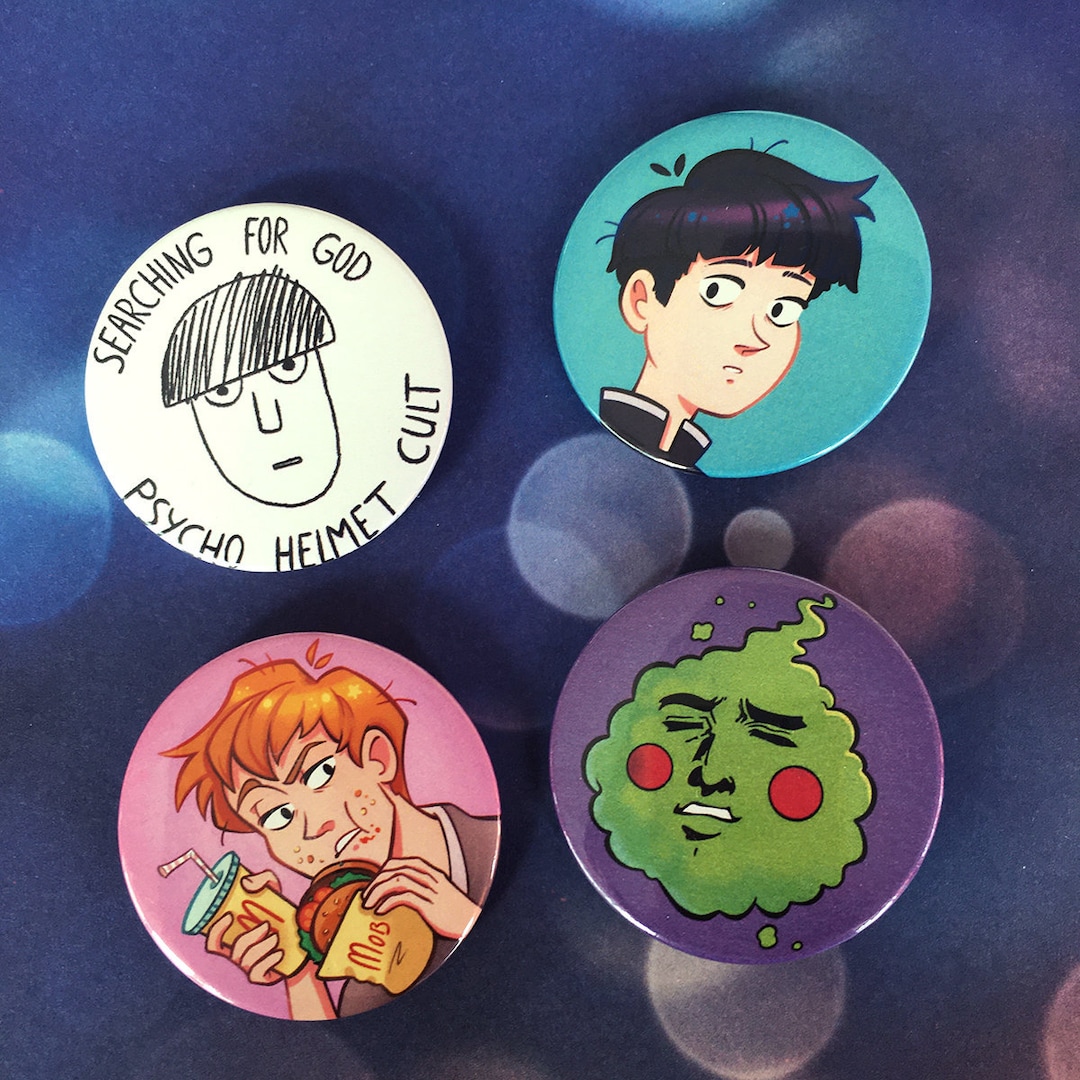 MOB Button Badges 45mm Psycho, Mob, Reigen, Dimple - Etsy