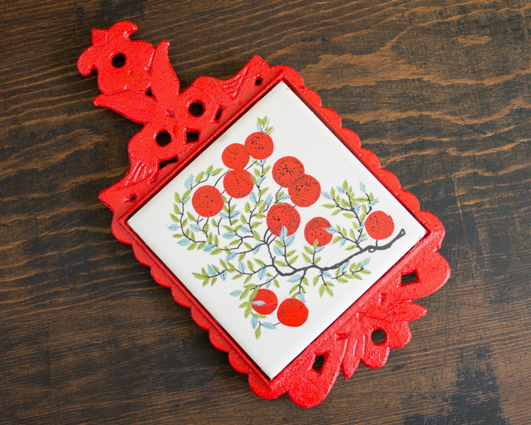 Red Trivet With Berries - Etsy