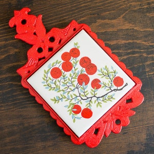 Red Trivet With Berries - Etsy