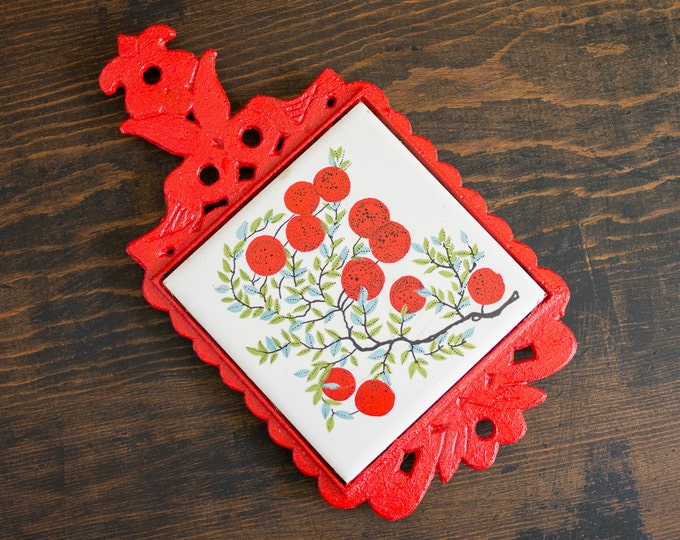 Red Trivet With Berries - Etsy