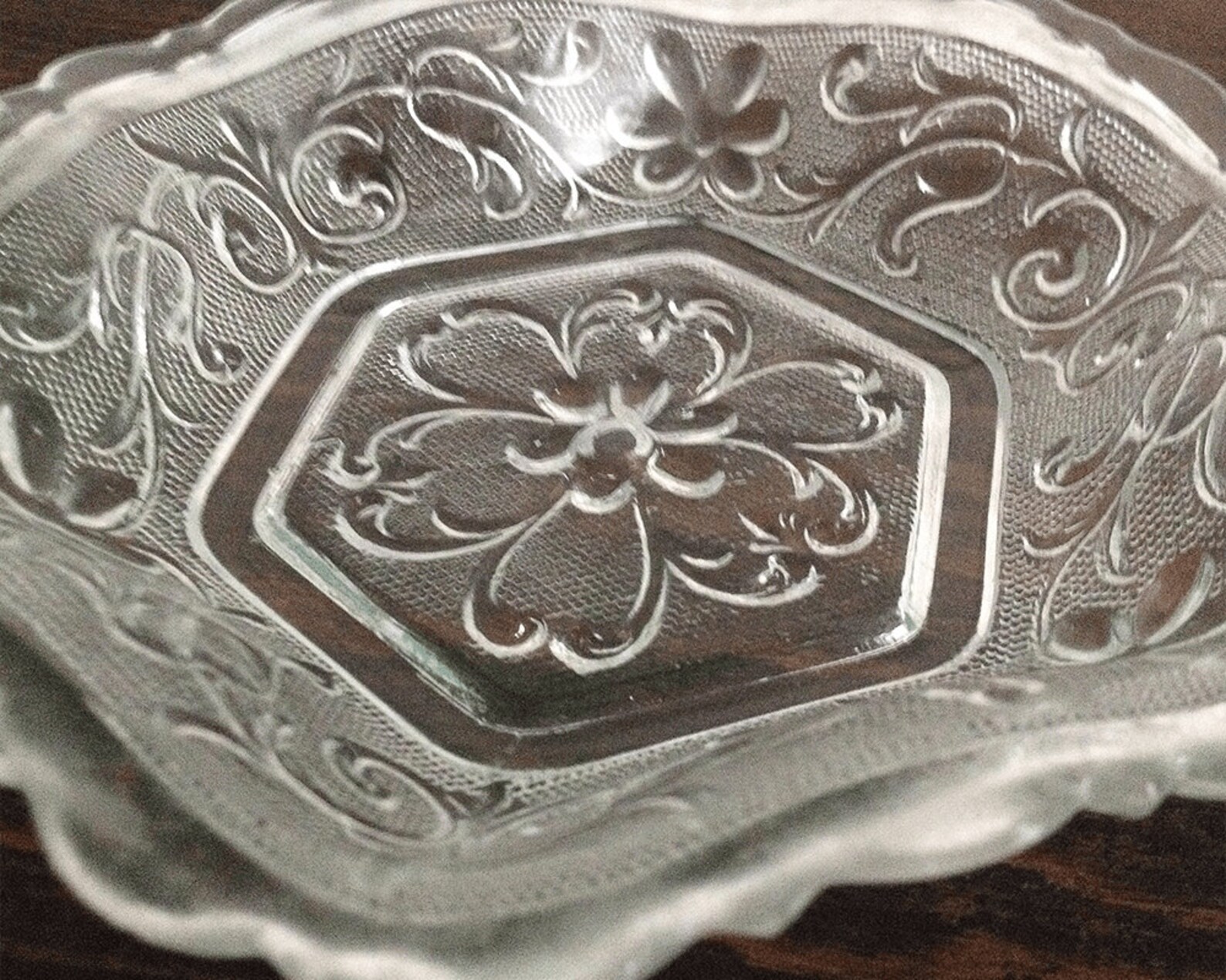 Indiana Glass Sandwich Clear Pattern Hexagon Bowl - Etsy