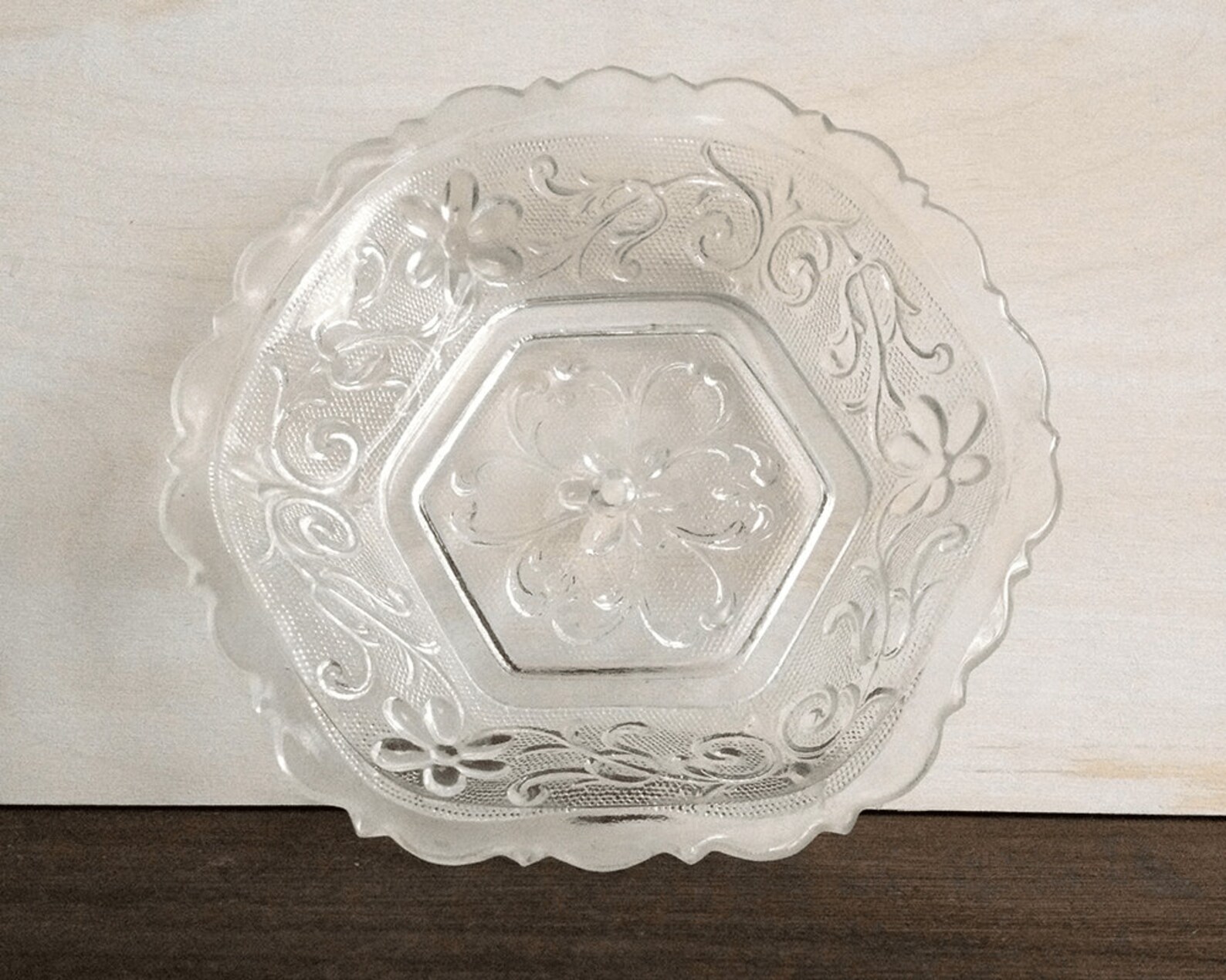 Indiana Glass Sandwich Clear Pattern Hexagon Bowl | Etsy