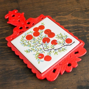 Red Trivet With Berries - Etsy