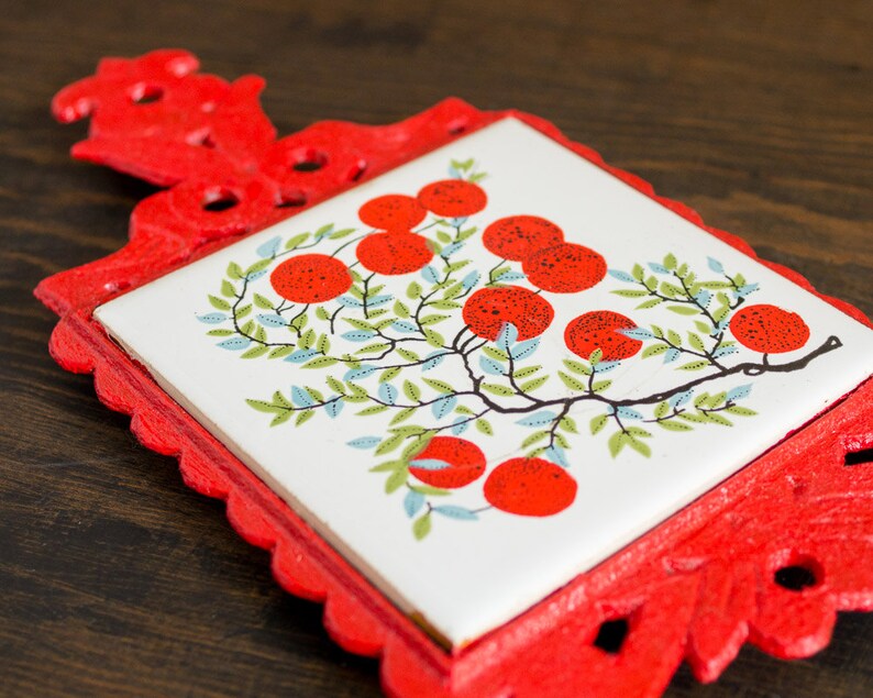 Red Trivet With Berries - Etsy