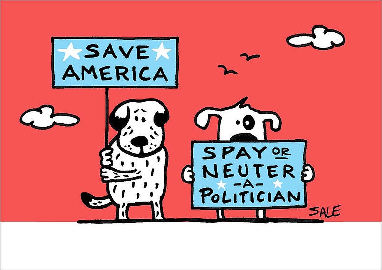 Neuter Politicians Funny Dog Cartoons Greeting Cards Mugs Tee Shirts ...