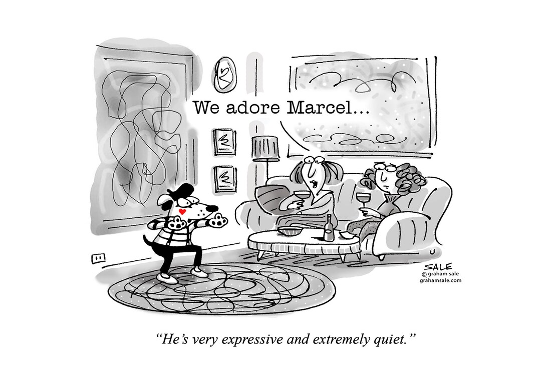 Mime Dog Funny Dog Cartoons Greeting Cards Mugs Tee Shirts Mouse Pads ...