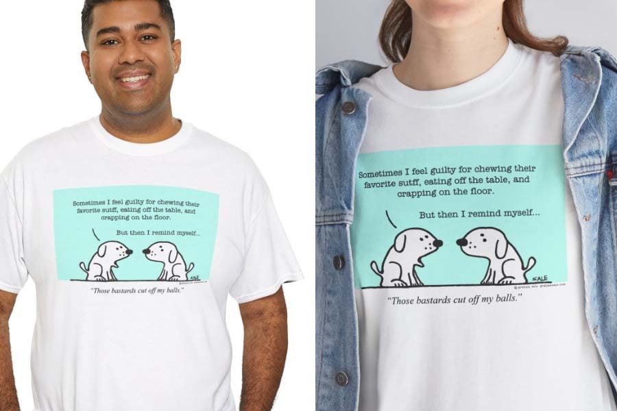 Cut off My Balls Funny Dog Cartoons Greeting Cards Mugs Tee Shirts ...