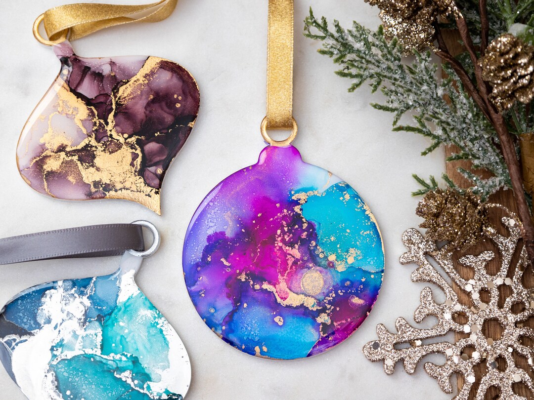 Alcohol Ink Christmas Tree Ornaments Resin Ornaments, Alcohol Ink Art ...