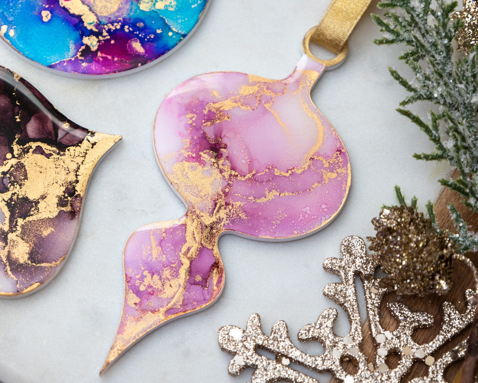 Alcohol Ink Christmas Tree Ornaments Resin Ornaments, Alcohol Ink Art ...
