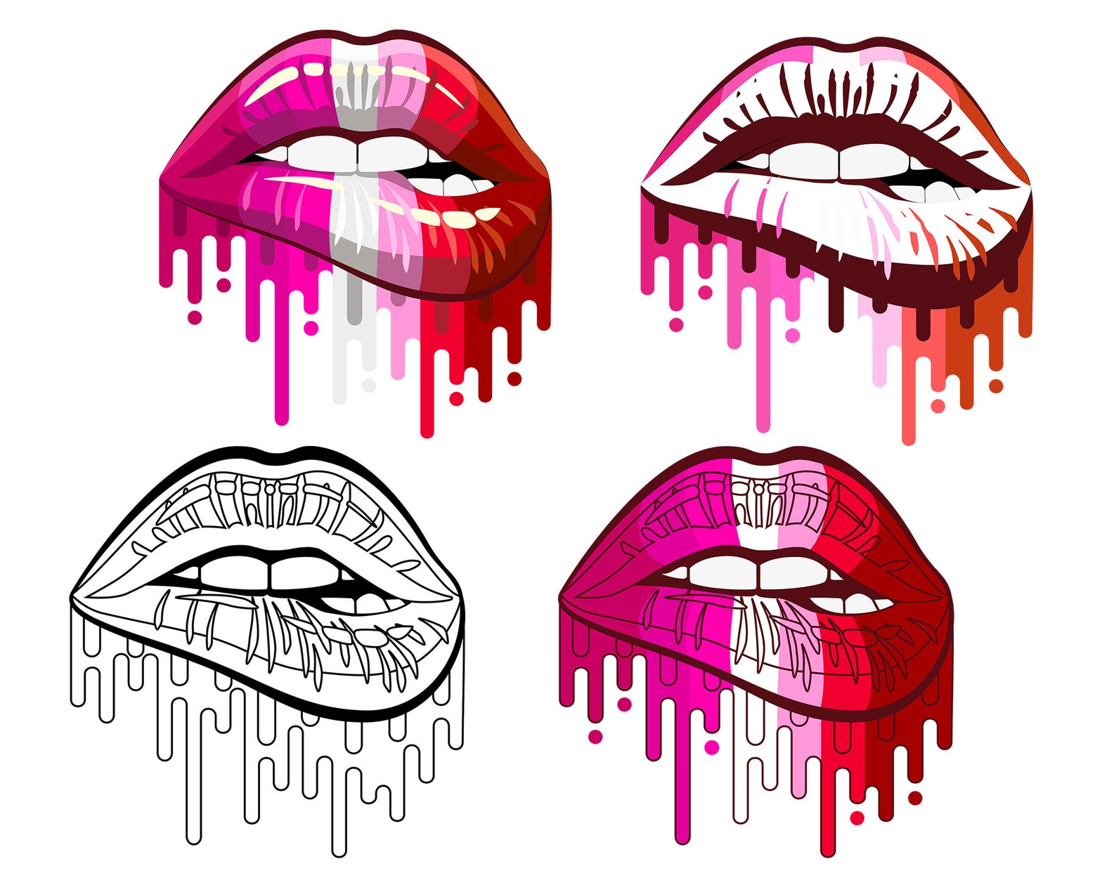 Lesbian Pride Lips Svg Dripping Lips Lip Print Lesbian Art Etsy