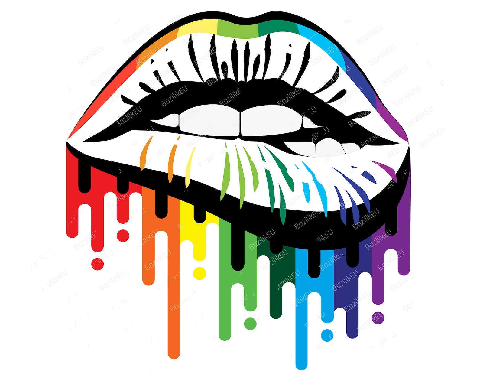 Lgbt Pride Lips Svg Dripping Lips Lip Print Sexy Biting Etsy
